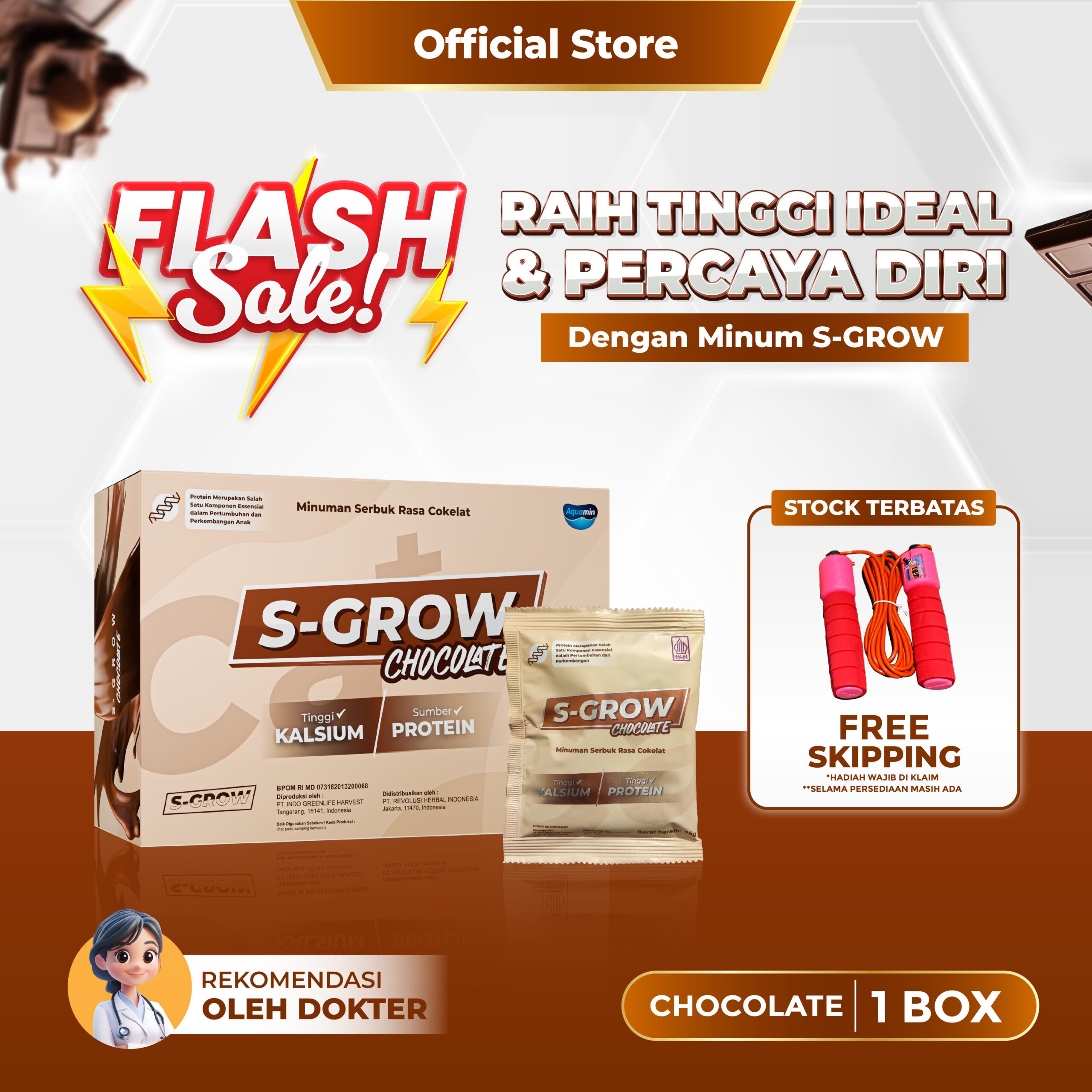FLASH SALE S-GROW Susu Peninggi Badan Terbaik Rasa Coklat – S-GROW